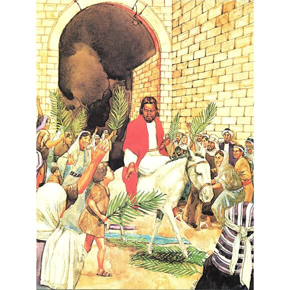 None | Other | Jesus Entry Into Jerusalem 98s Art Print Retro Kitsch ...